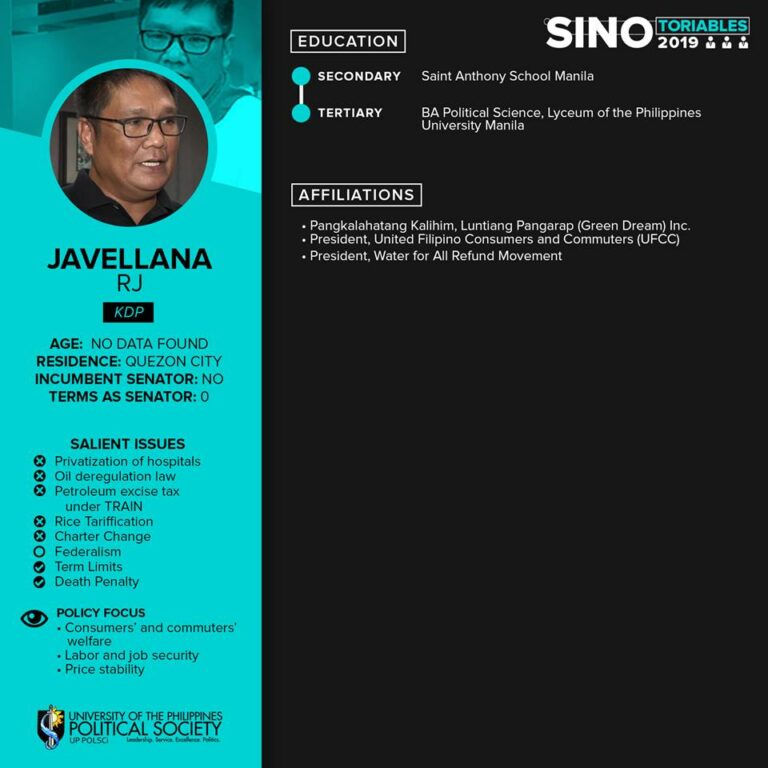 Javellana, Rodolfo “RJ” Jr. Bobila (Katipunan ng Demokratikong Pilipino ...